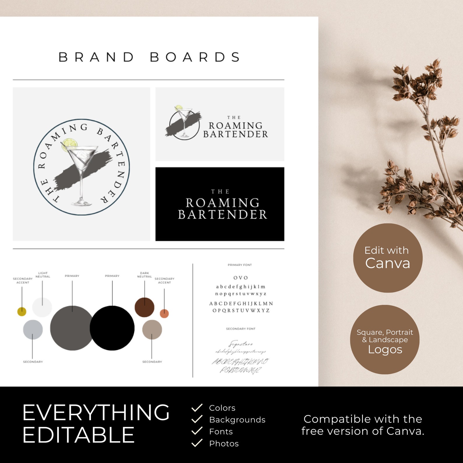 Logo for Mobile Bar Business, Bartending Services Brand Board, Branding ...