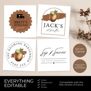 Logo for Mobile Bar Business, Bartending Services Brand Board, Branding ...