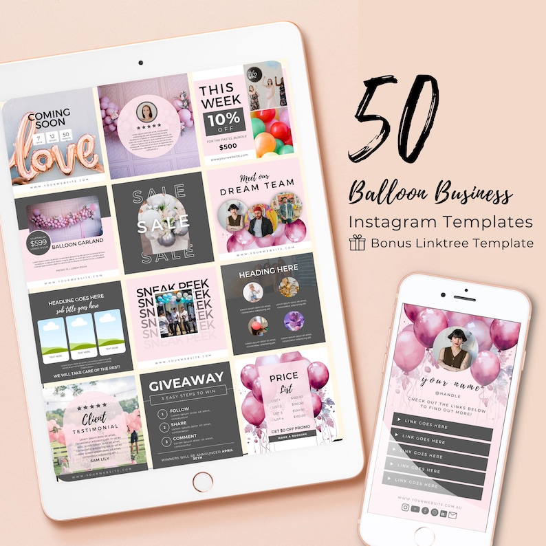 Balloon Business Instagram Templates, Balloon Artist Social Media Posts ...