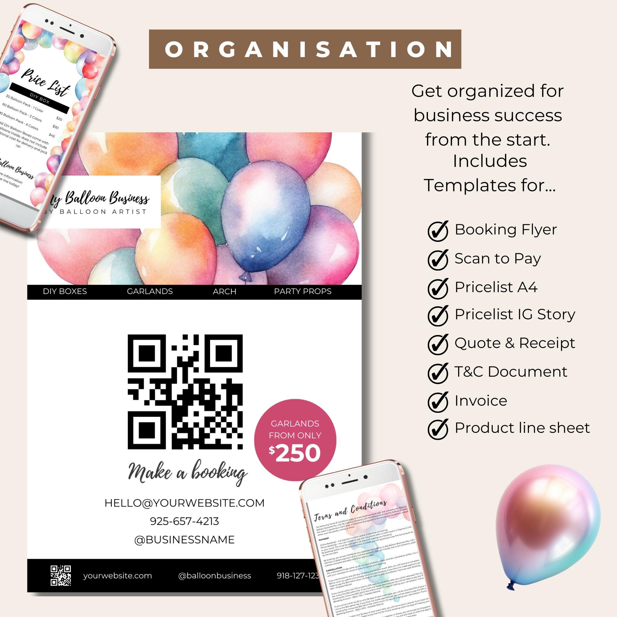 Balloon Artist Starter Kit, Balloon Business Bundle, Editable Canva ...