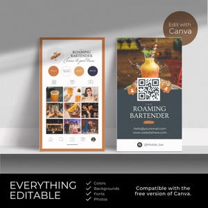 Business Cards Template for a Bar,mobile Bar Business Card, Minimalist ...