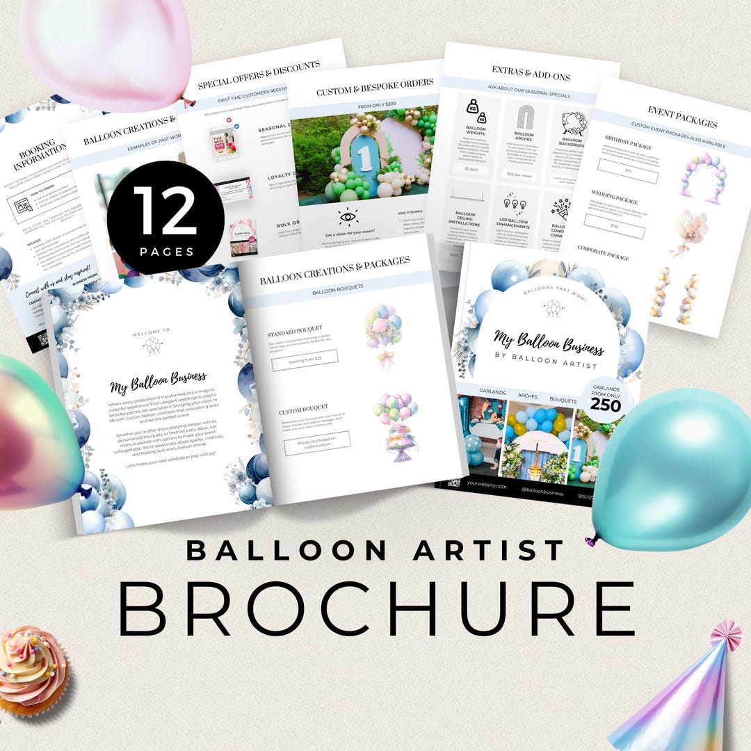 Balloon Business Brochure, Balloon Menu, Organic Garland Flyer Design ...