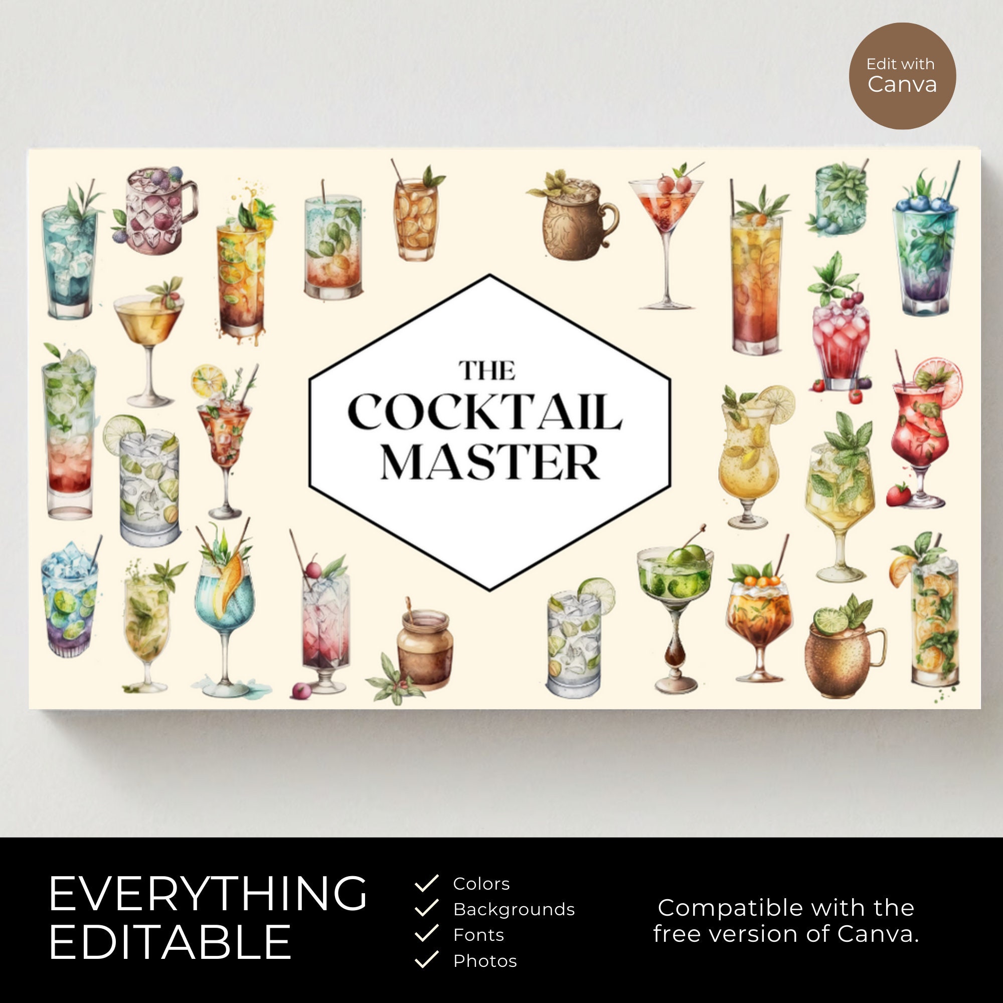 Mobile Bar Business Card Canva Template 8.5x5xm, Customize Business ...