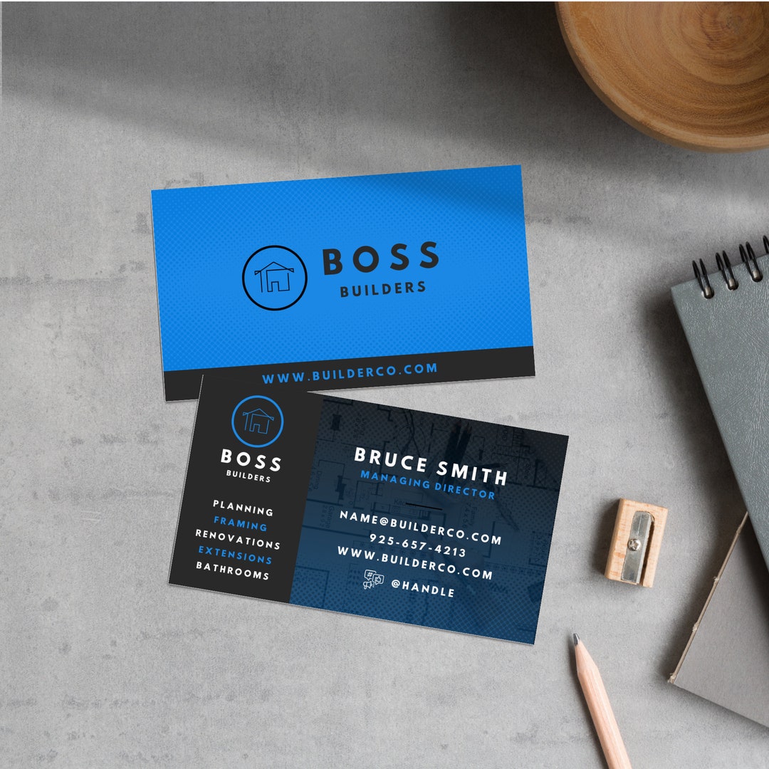 Construction Business Card Canva Template, 8.5x5cm, Small Business ...