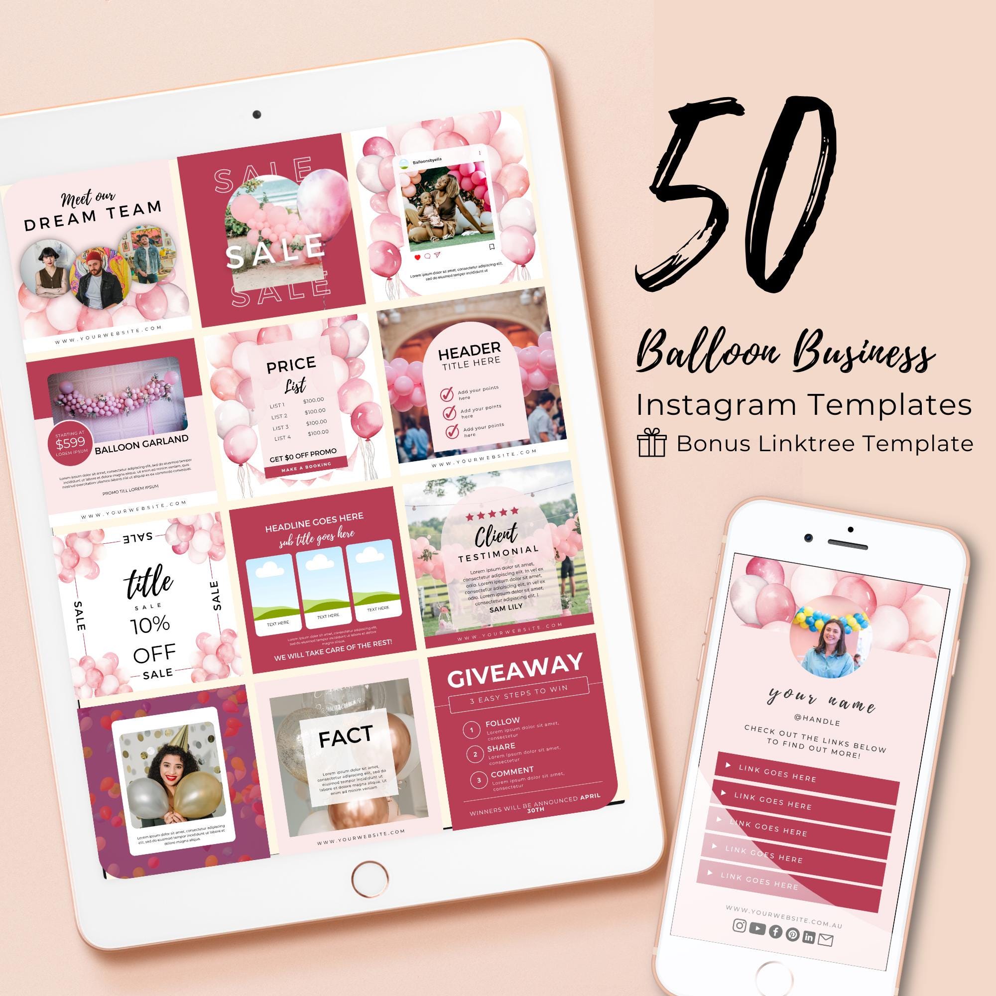 Balloon Business Instagram Templates, Balloon Artist Social Media Posts ...
