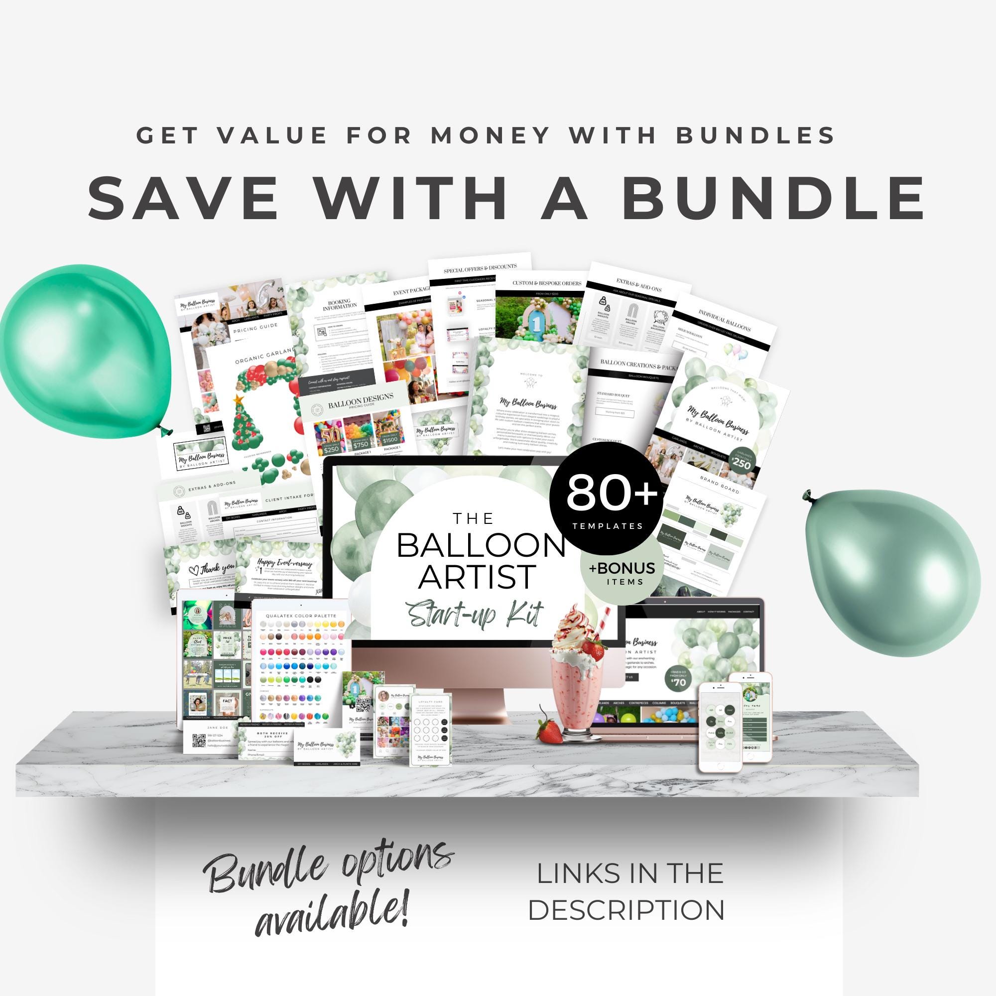 Balloon Garland Price List A4, Balloon Business Pricing List, Editable ...