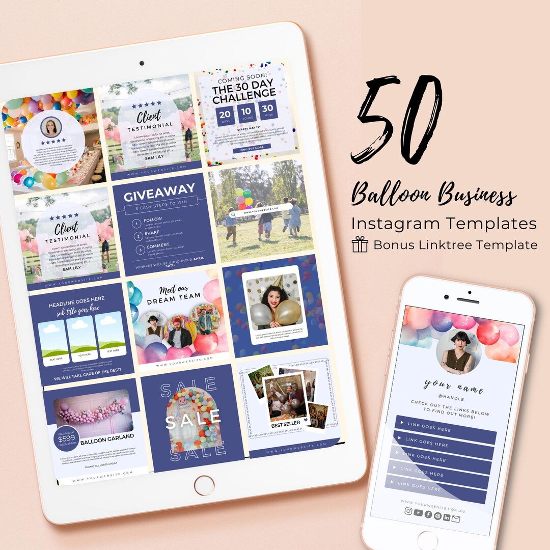 Balloon Business Instagram Templates, Balloon Artist Social Media Posts ...