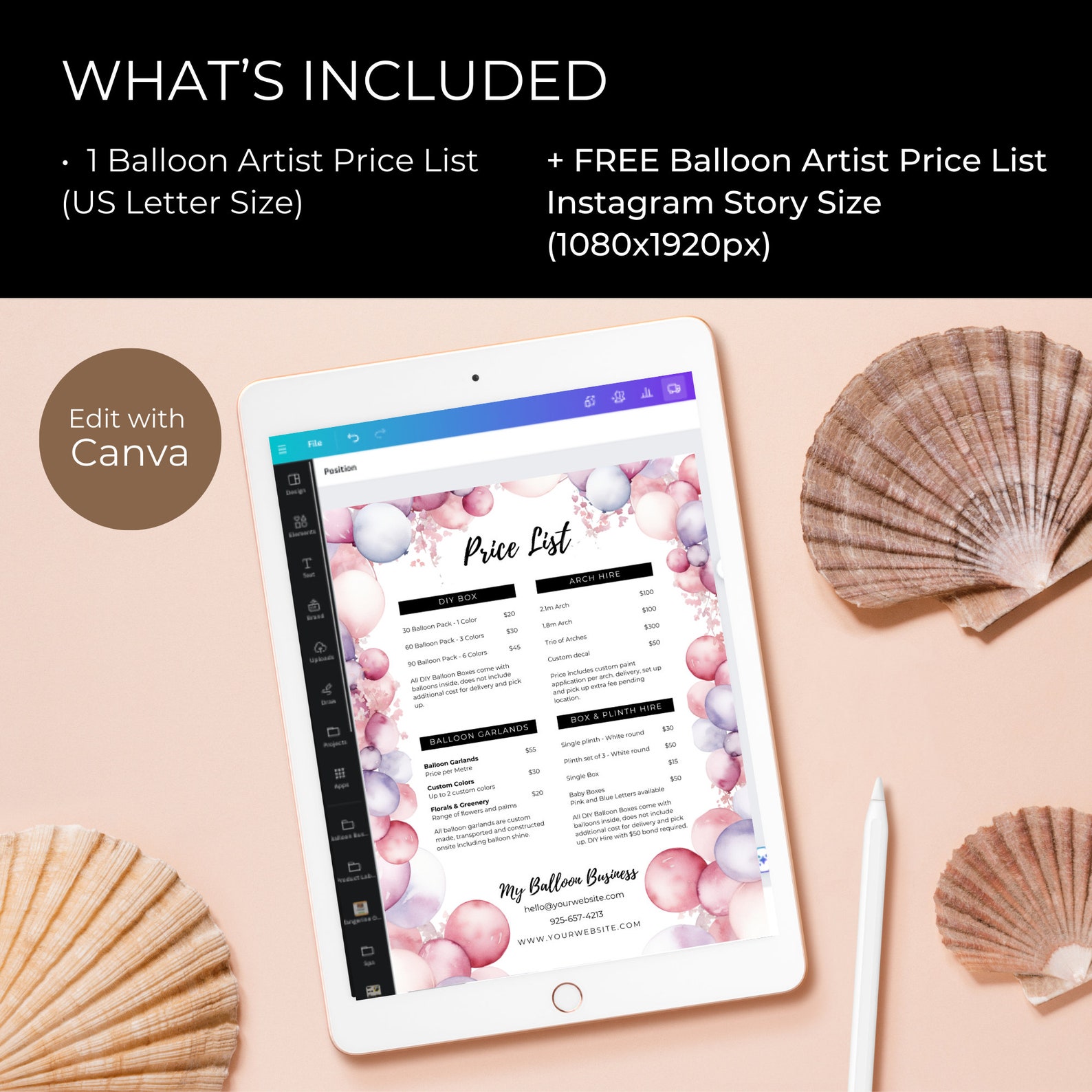 Balloon Business Pricing List A4, Balloon Menu, Balloon Garland Price ...