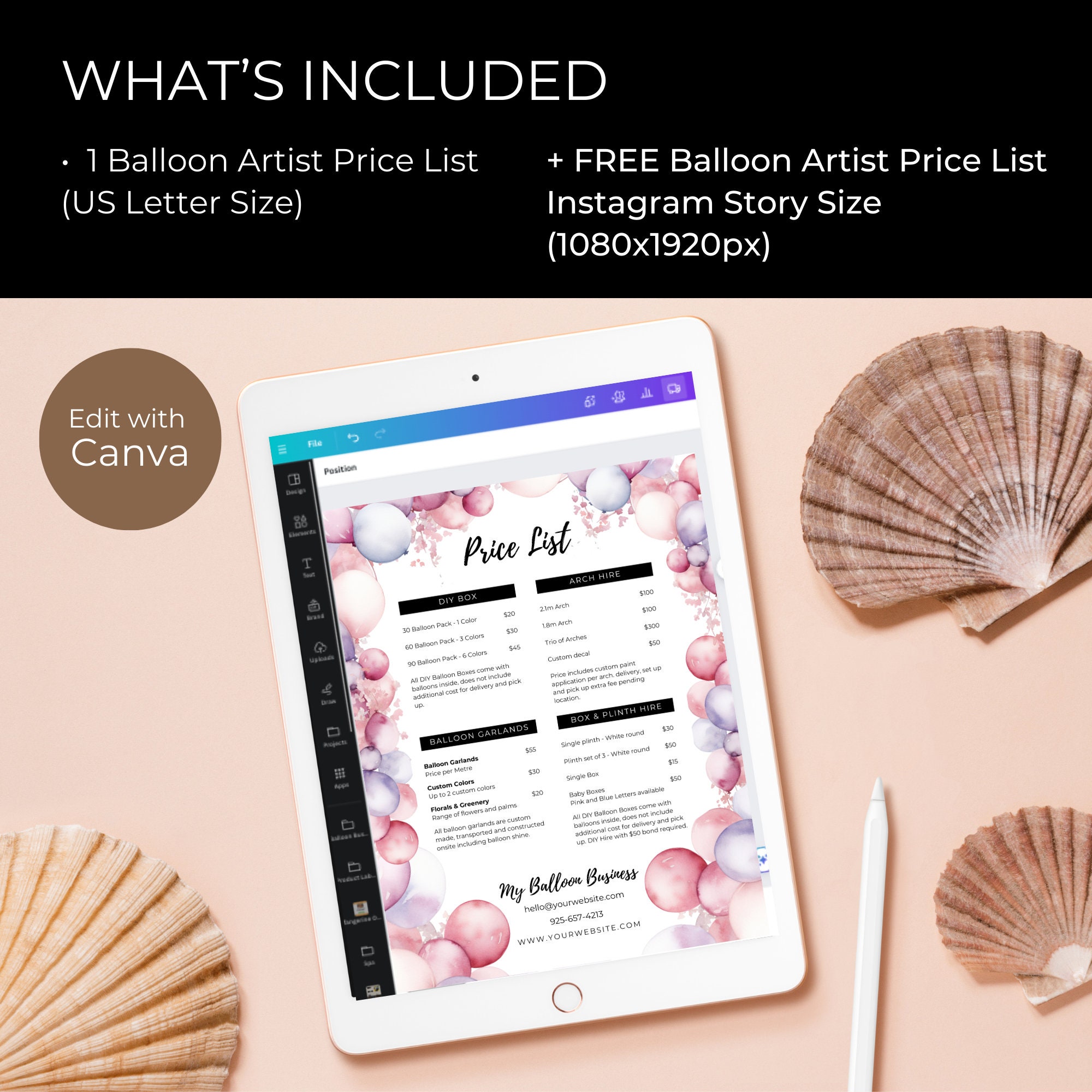 Balloon Business Pricing List A4, Balloon Menu, Balloon Garland Price ...