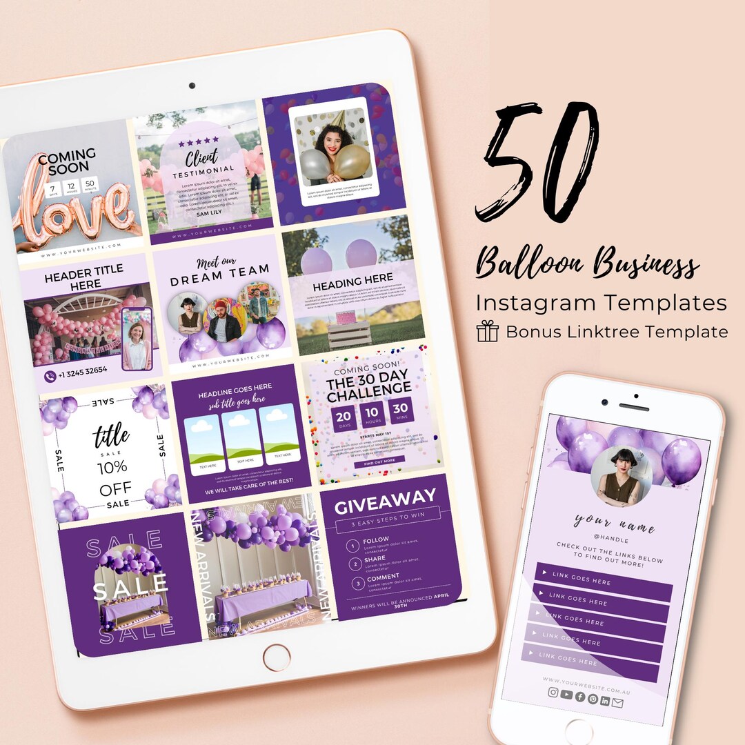 Balloon Business Instagram Templates, Balloon Artist Social Media Posts ...
