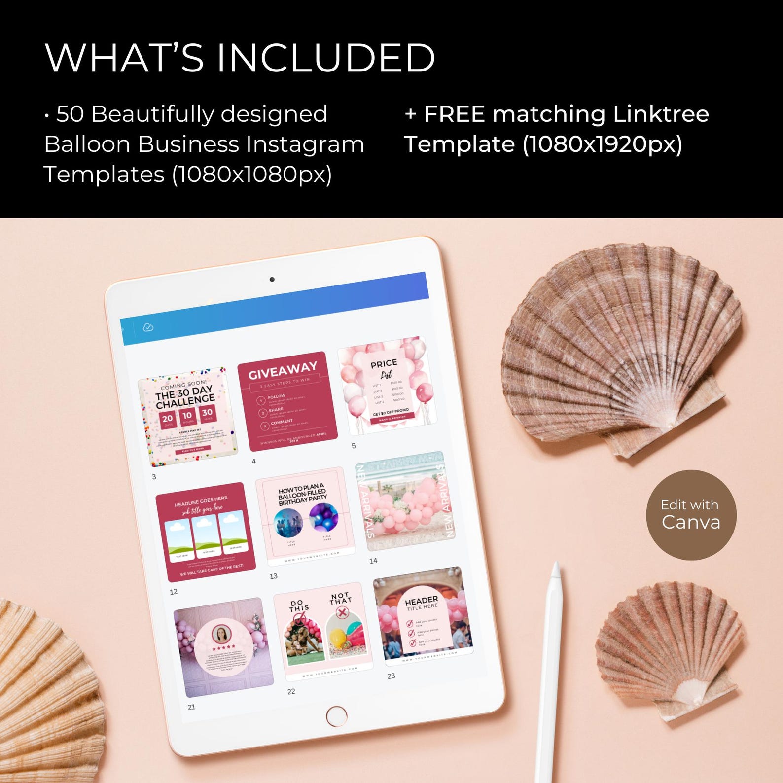 Balloon Business Instagram Templates, Balloon Artist Social Media Posts ...