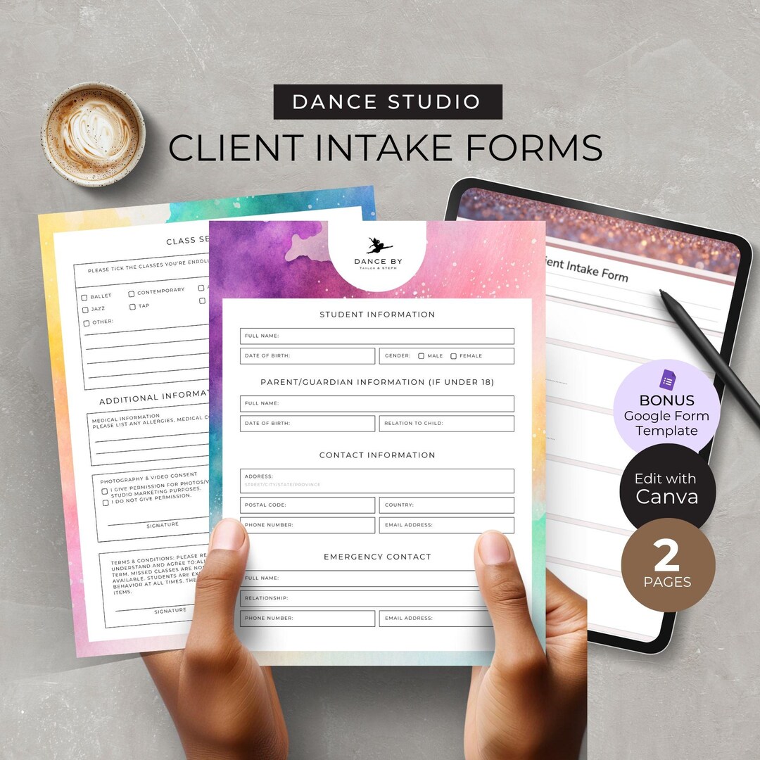 Dance Studio Student Intake Form Template, Kids Dance Classes ...