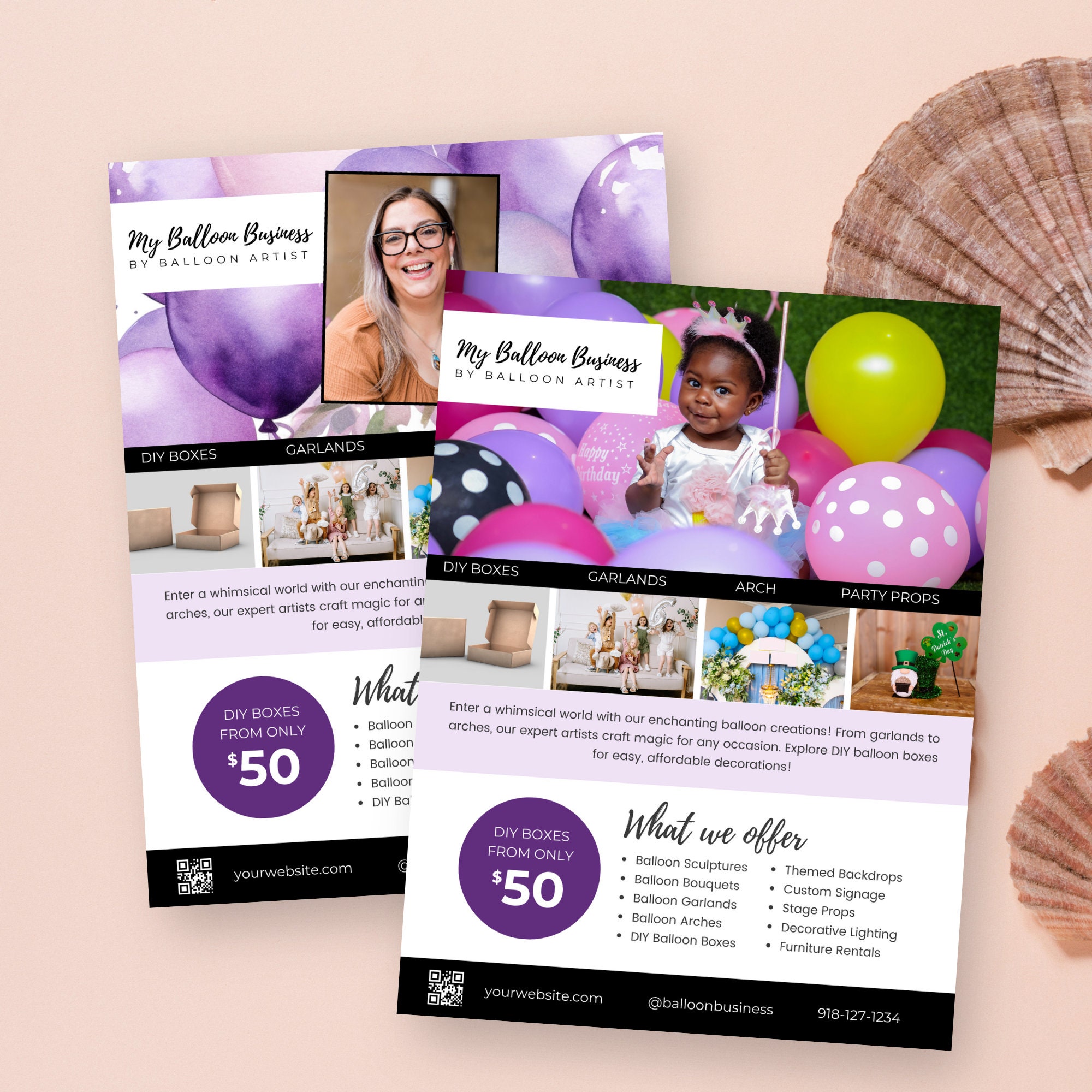 Balloon Artist Flyer US Letter, Balloon Business Marketing, Canva ...