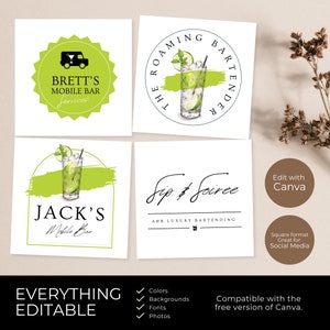 Mobile Bar Business Logo, Bartending Services Brand Board, Branding ...