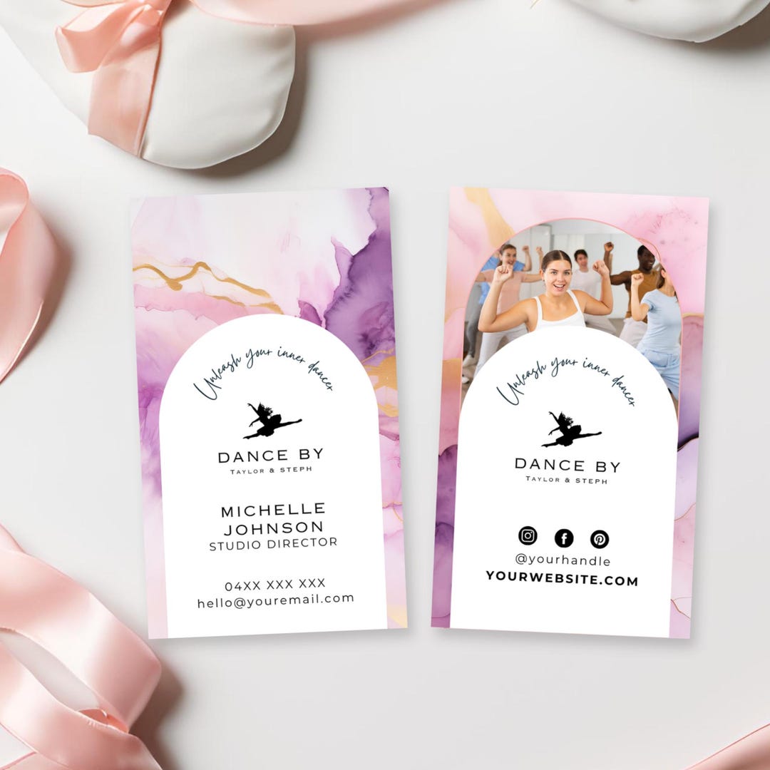 Dance Studio Business Card Template, Kids Dance Class Contact Card ...