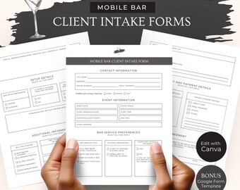 Mobile Bar Business Client Intake Form, Event Information Canva ...