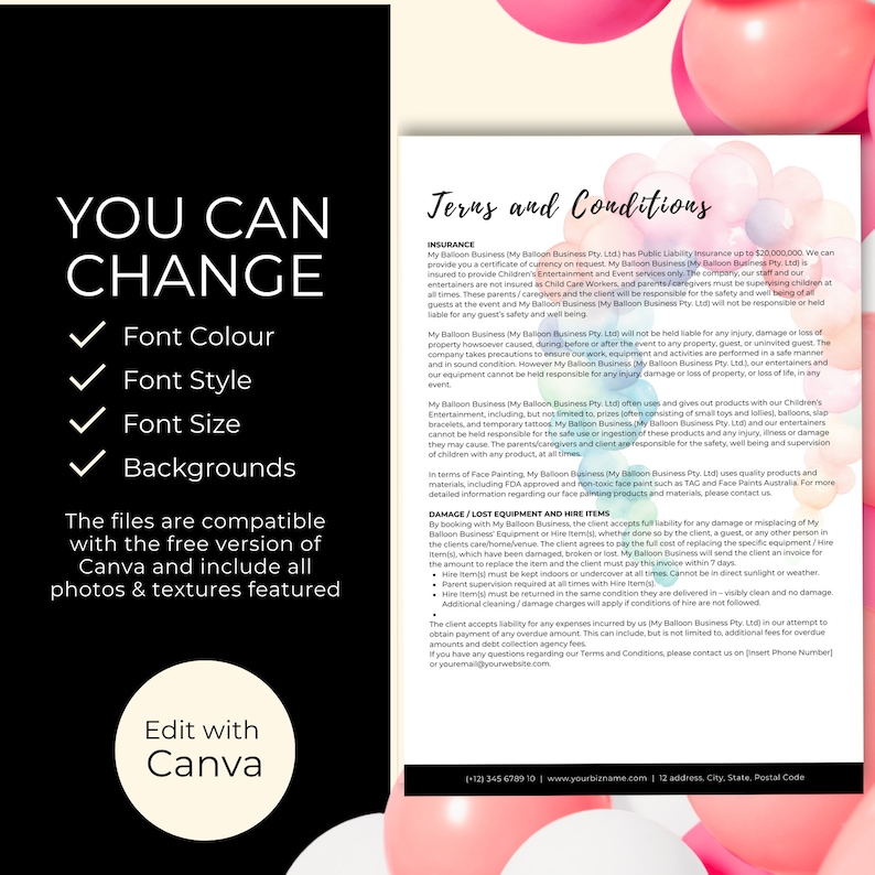 Balloon Artist Invoice Template, Decoration Receipt, Balloon Business ...