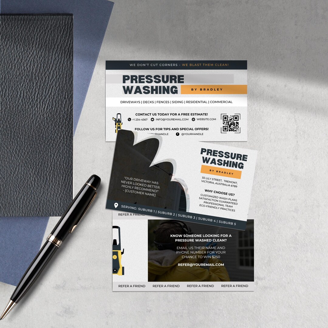 Pressure Washing Business Cards Template, Exterior Cleaning Branding ...