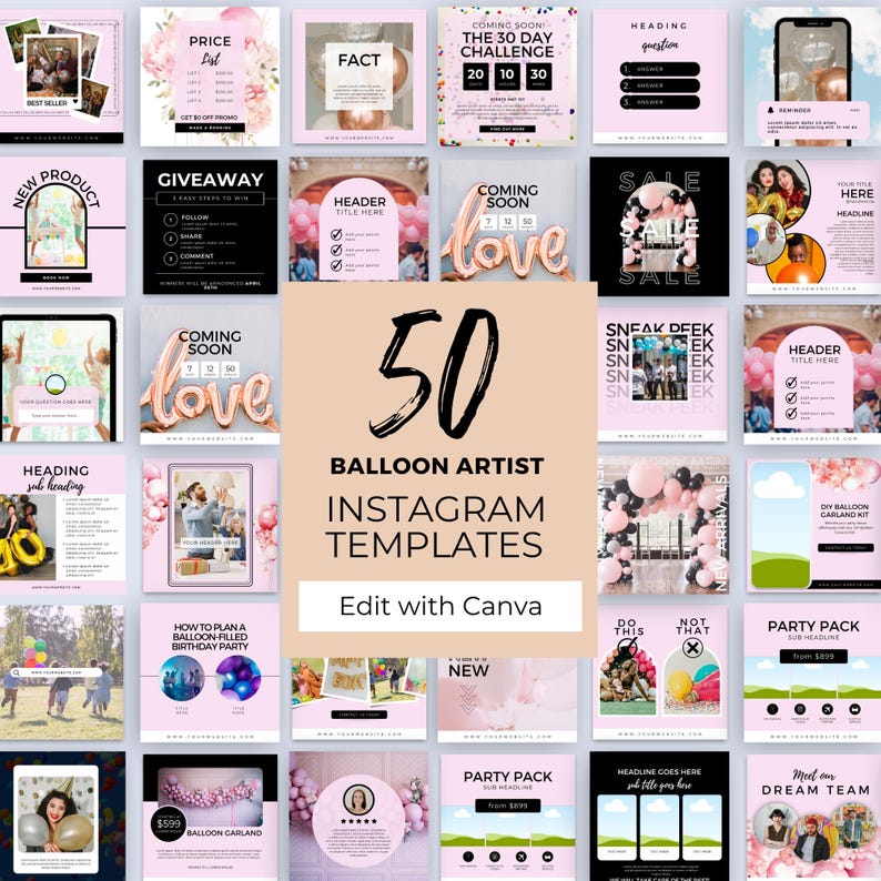 Balloon Business Instagram Templates, Balloon Artist Social Media Posts ...