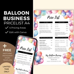 Balloon Garland Price Menu A4, Balloon Business Pricelist, Event Decor ...