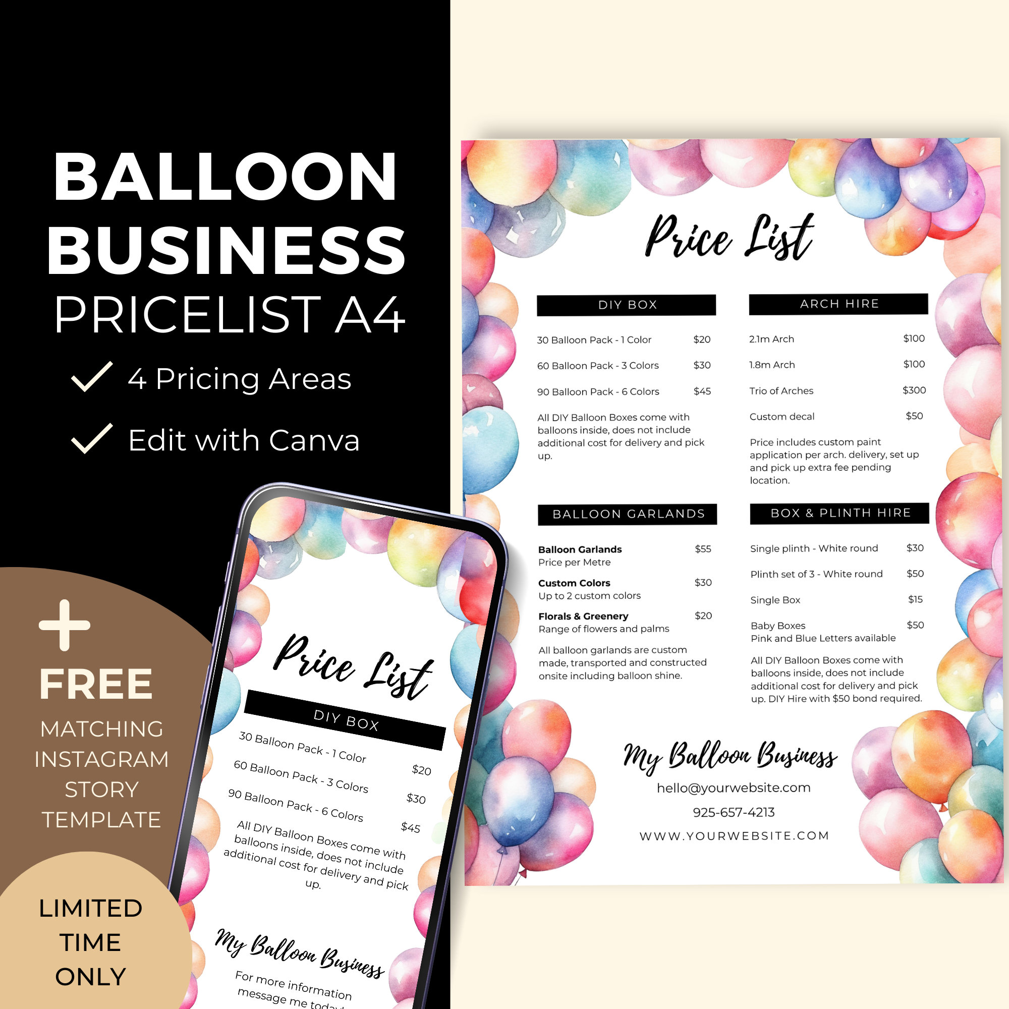 Balloon Garland Price Menu A4, Balloon Business Pricelist, Event Decor ...