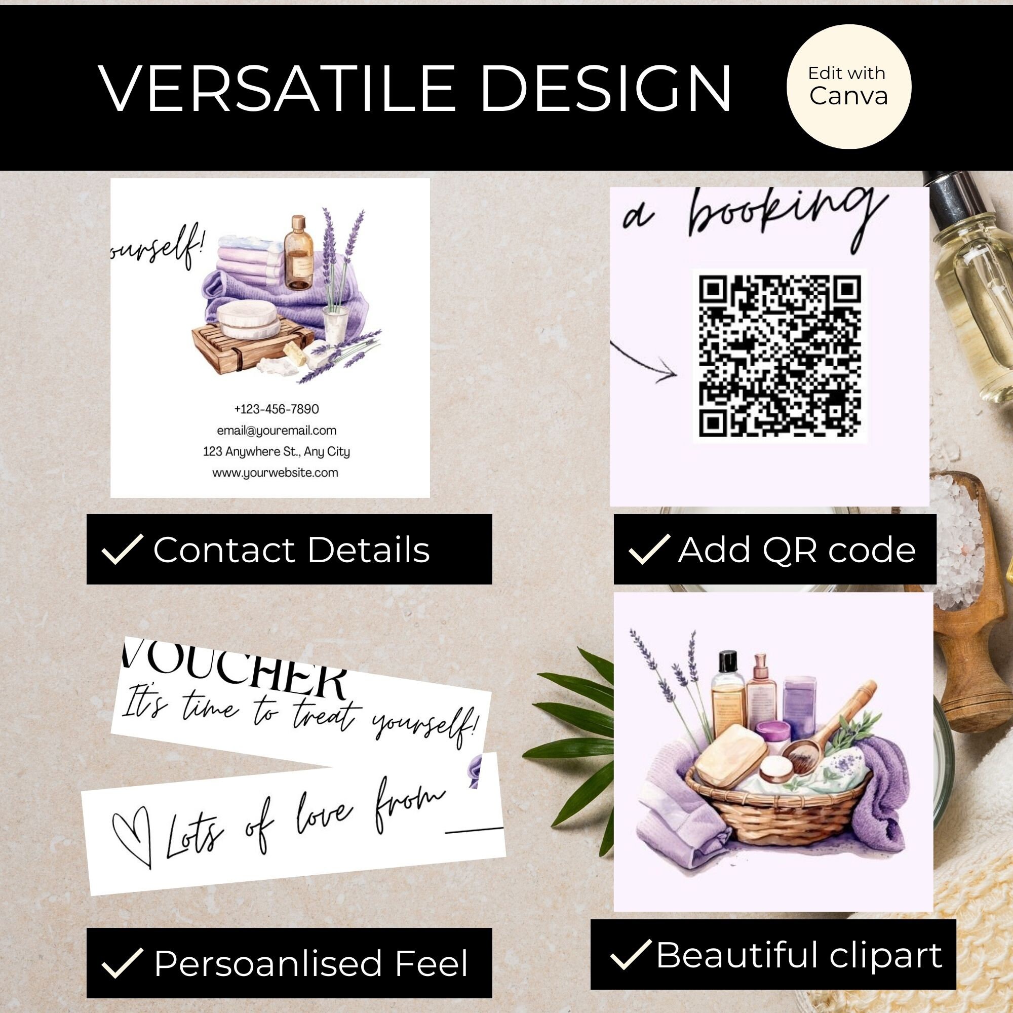 Spa Gift Voucher Template, Editable Gift Certificate, Gift for Mom ...