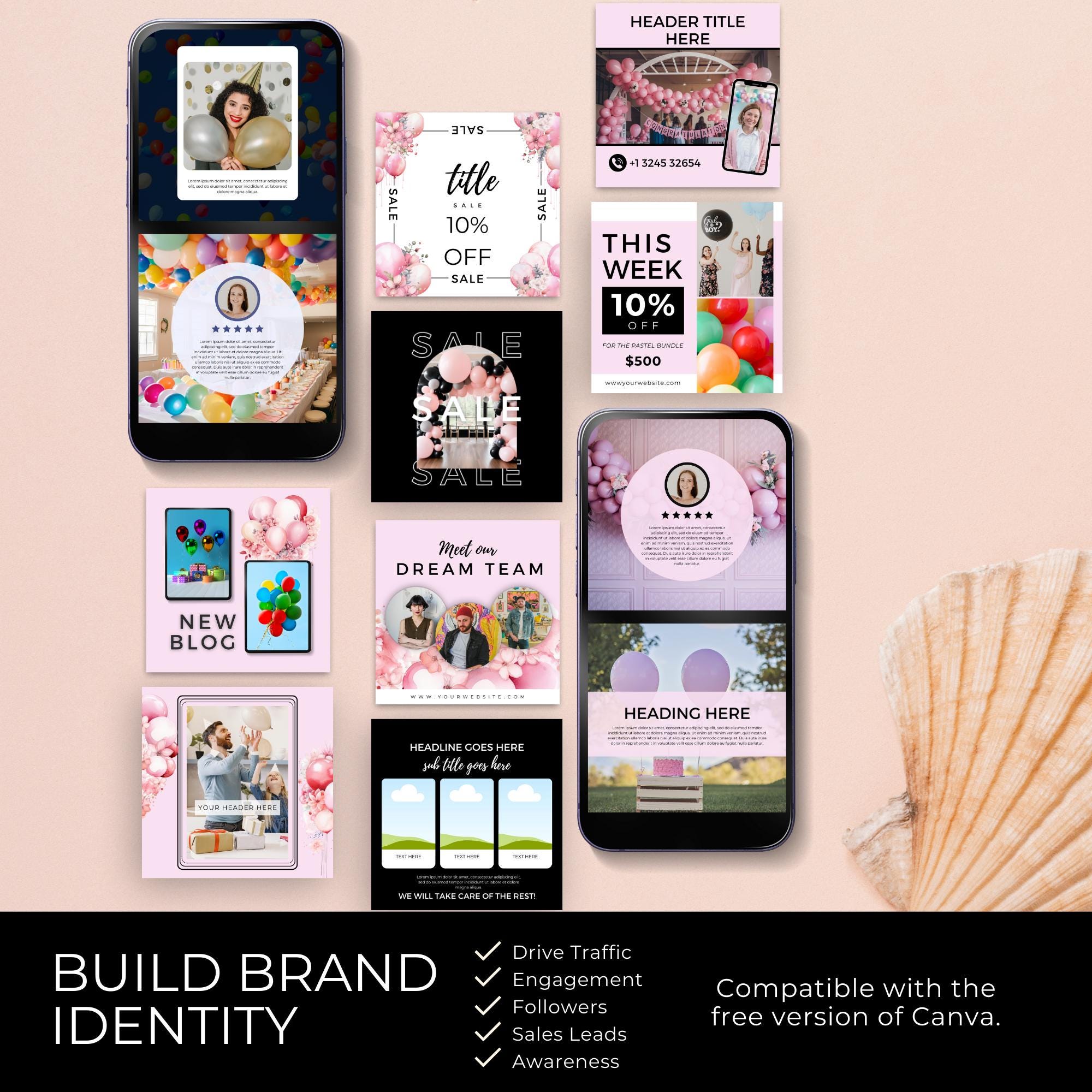 Balloon Business Instagram Templates, Balloon Artist Social Media Posts ...