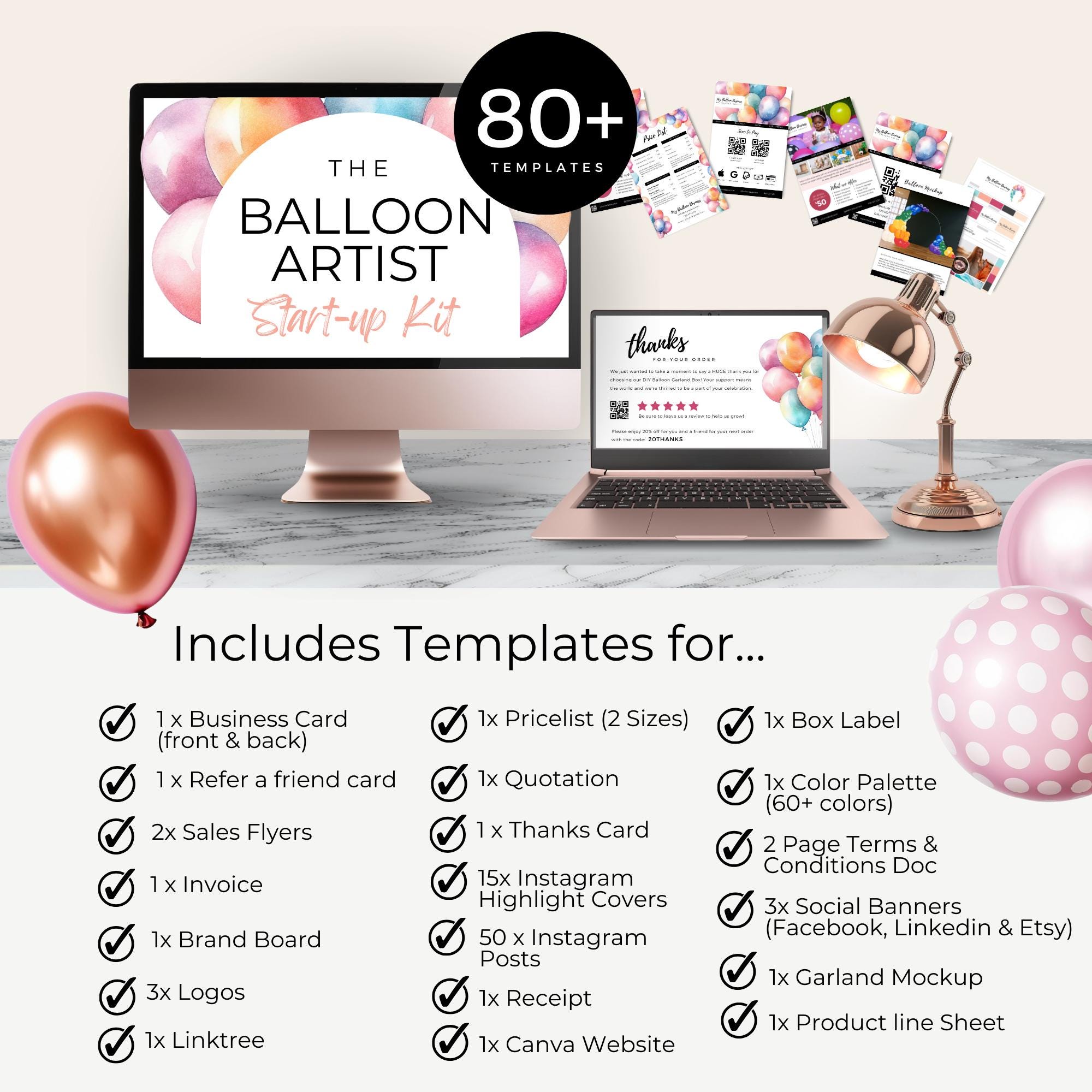 Balloon Artist Starter Kit, Balloon Business Bundle, Editable Canva ...