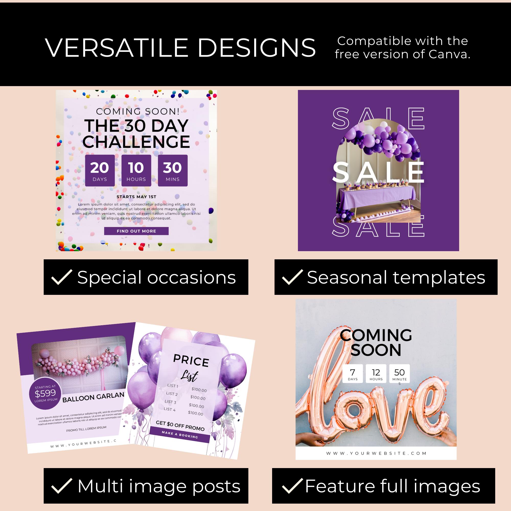 Balloon Business Instagram Templates, Balloon Artist Social Media Posts ...