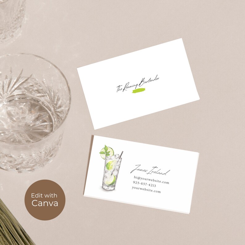 Mobile Bartender Business Card 8.5x5cm, Business Cards Template for a ...