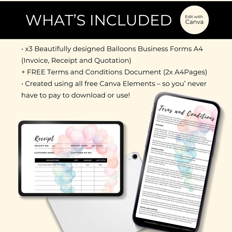 Balloon Artist Invoice Template, Decoration Receipt, Balloon Business ...