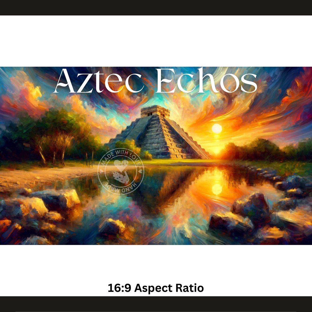 Digital Download Aztech Echos Impressionist Sunset Over Mesoamerican ...
