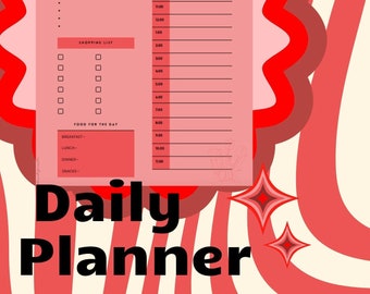 Red Digital Daily Planner Printable - Etsy