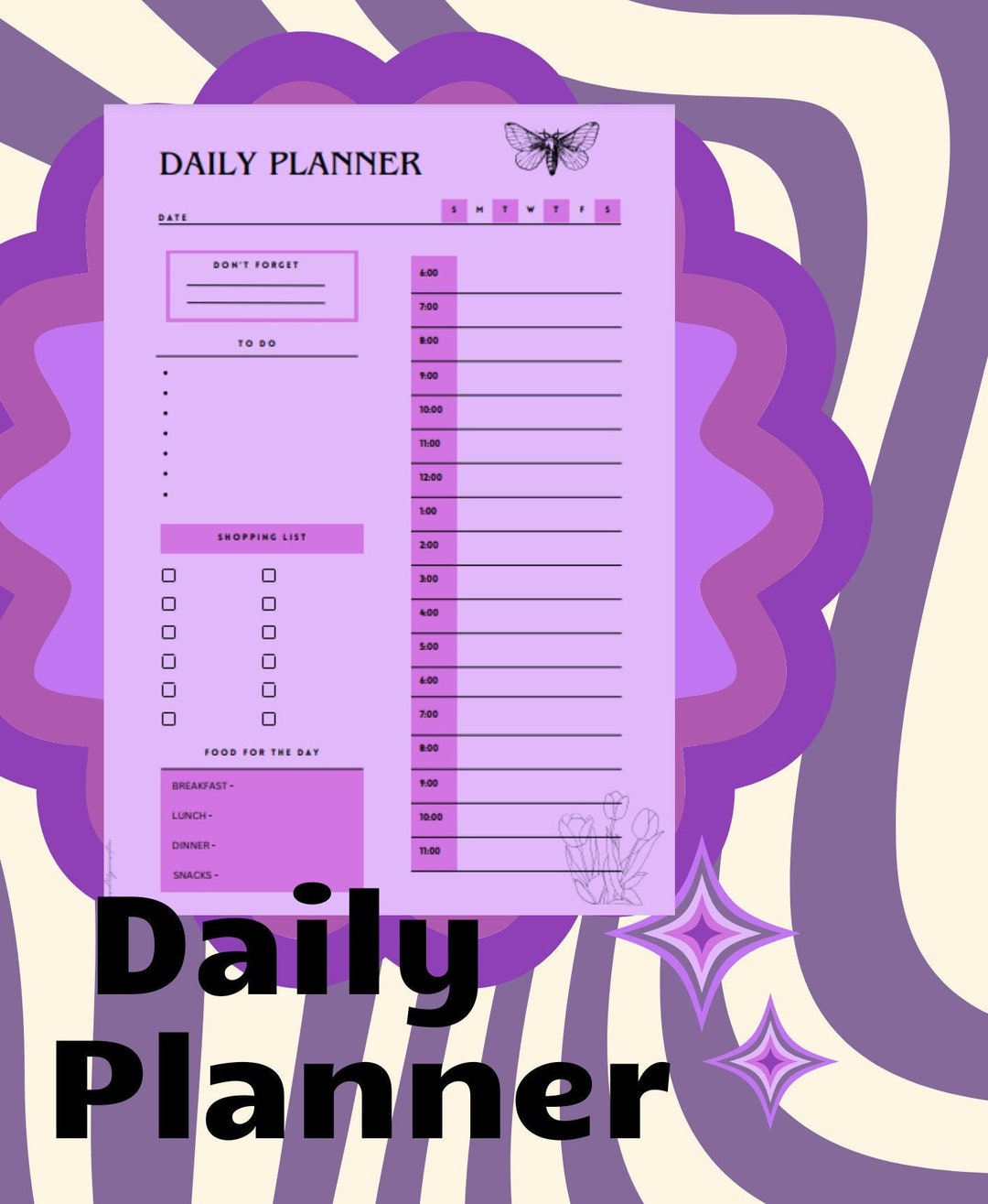 Daily Planner Printable Purple - Etsy