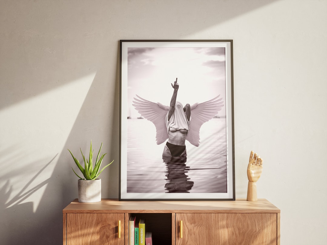 Wings of Attitude Angelic Rebel Poster, Woman in Water With Angel Wings ...