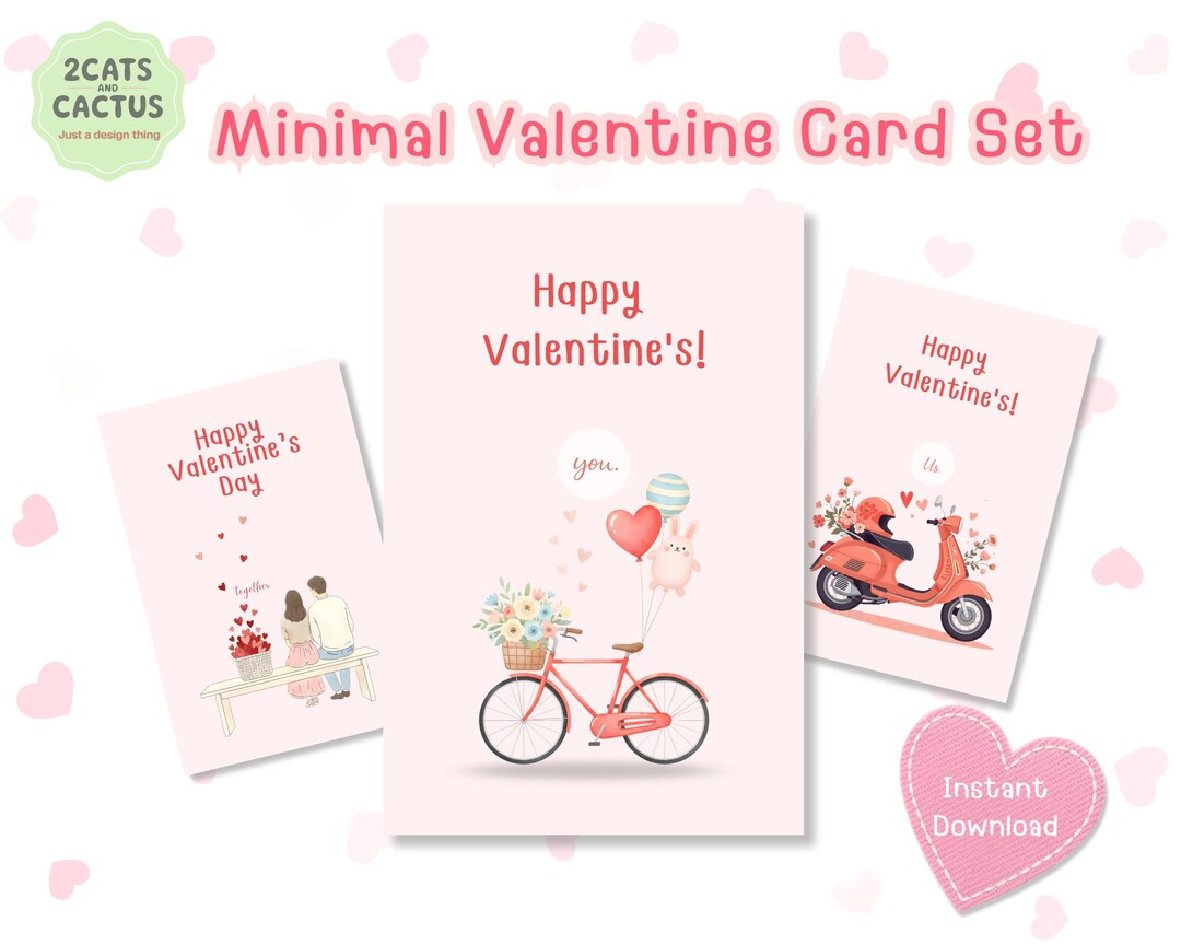 Minimal Valentine Cards Printable, Modern Love Quotes, 4x6 Card Set ...