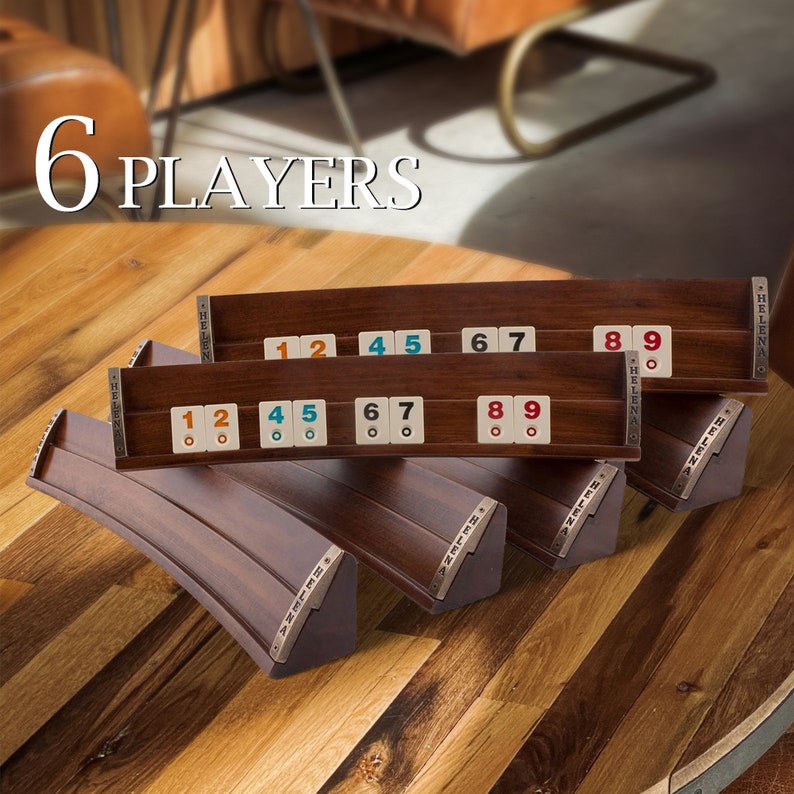 Wooden Handmade Curved Rummy Cube Game Set Elliptic Rummikub Board Game ...