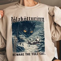 Yule Cat Christmas T-shirt, Whimsigoth Icelandic Yule Folklore Tee ...