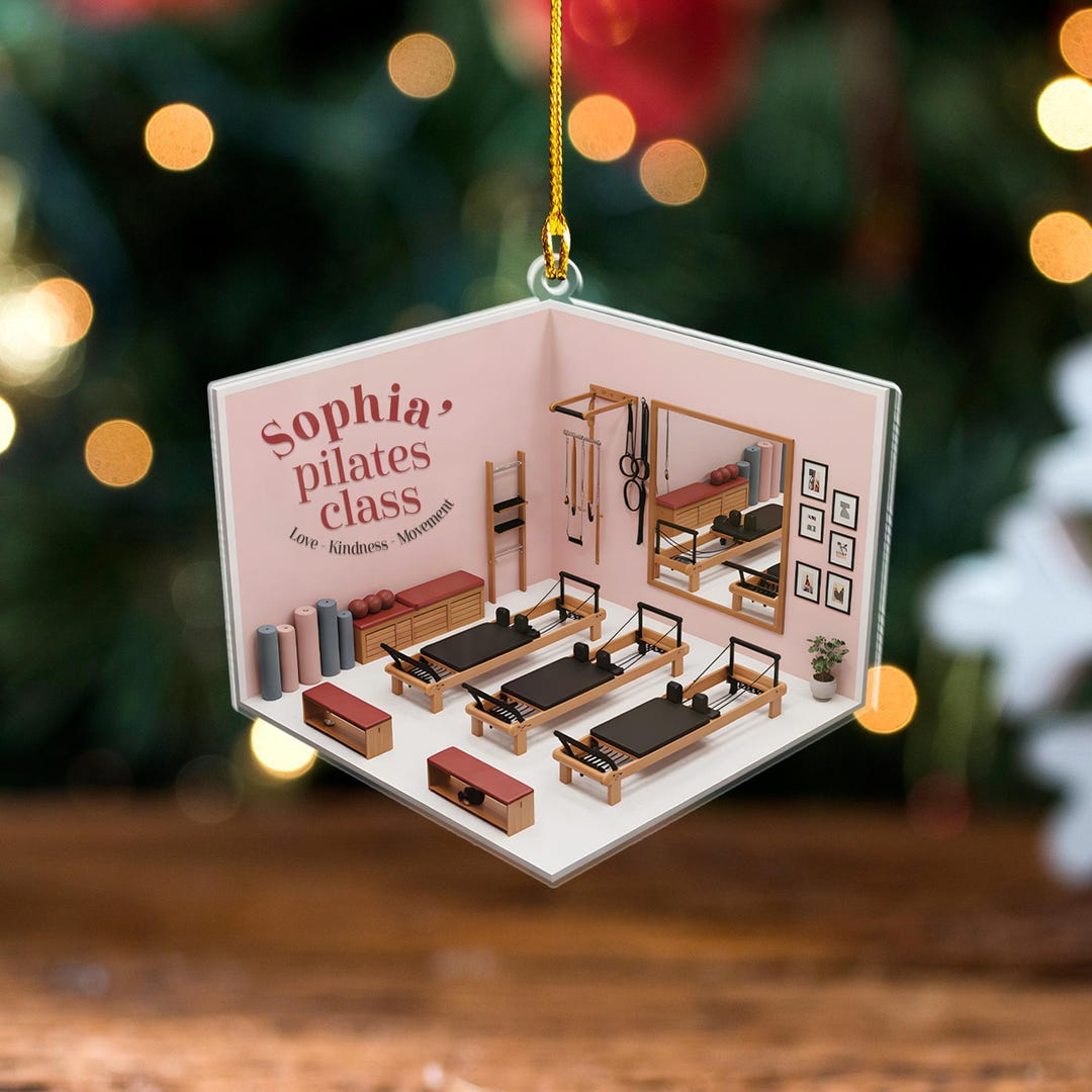 Personalized Pilates Room Teacher Class Ornament, Pilates Christmas 2D ...