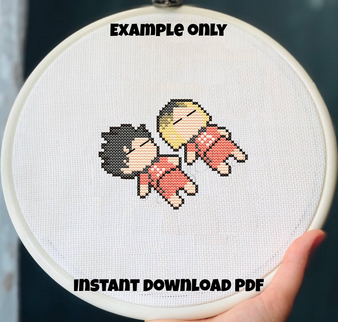 Chibi Kuroo Kenma Cross Stitch Pattern, Haikyuu, Nekoma, Volleyball ...