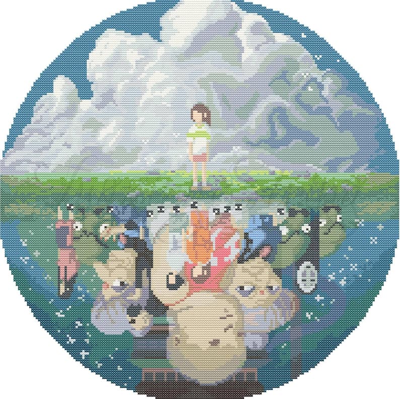 Spirited Away Cross Stitch Pattern: Anime Landscape Embroidery (PDF ...