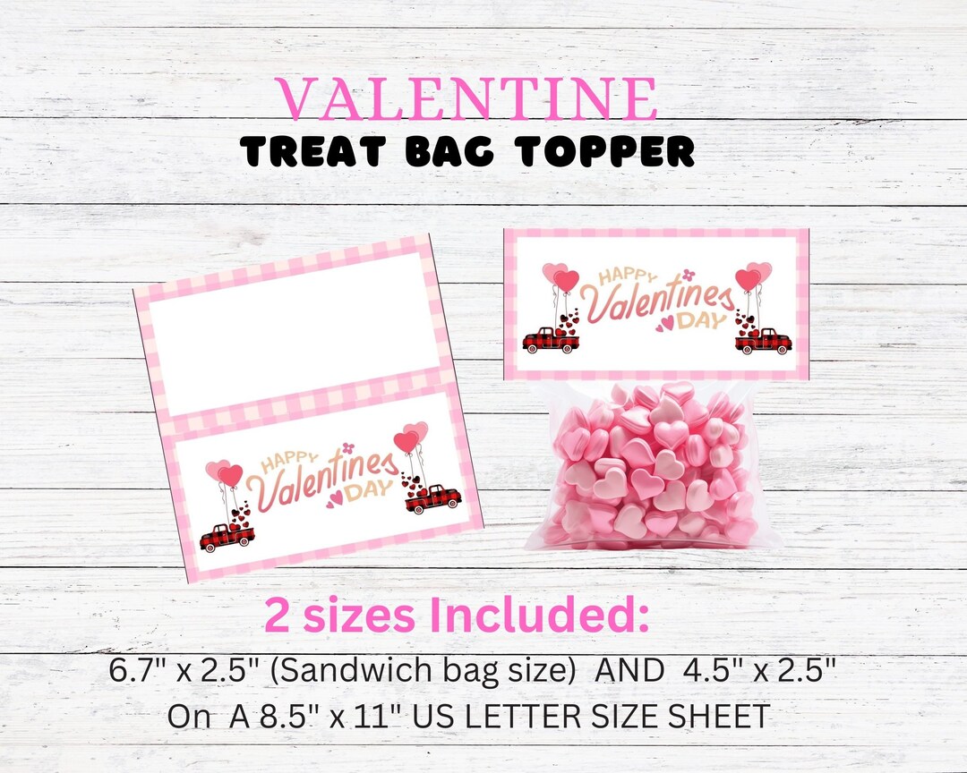 Valentine Treat Bag Topper, Goodie Bag Topper, Printable Bag Topper ...