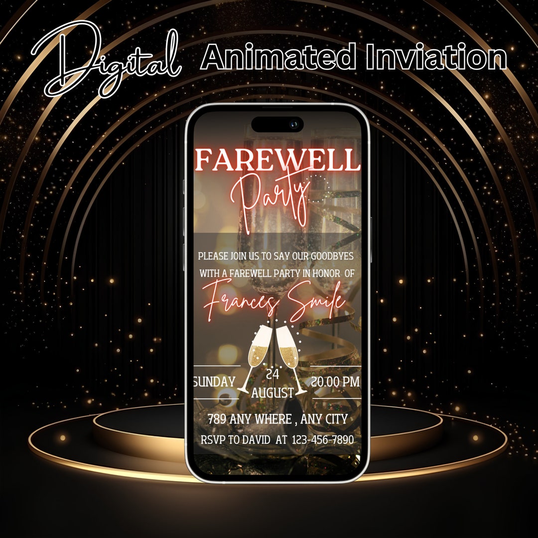 Farewell Party Animated Invitation: Editable Digital Evite Template - Etsy