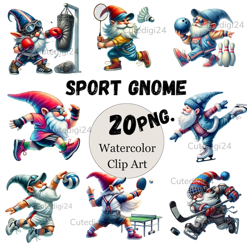 Sport Gnome Clipart, Sport Png, Football, Soccer, Swimming, Boxing ...