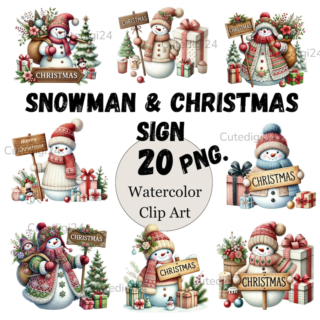 Snowman & Christmas Sign Clipart Png, Snowman Clipart, Christmas ...