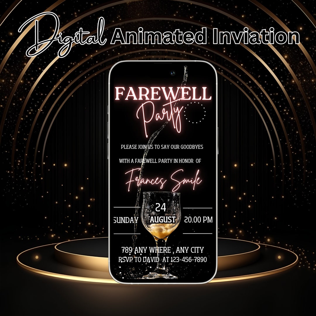 Animated Farewell Party Invitation: Editable Digital Template - Etsy