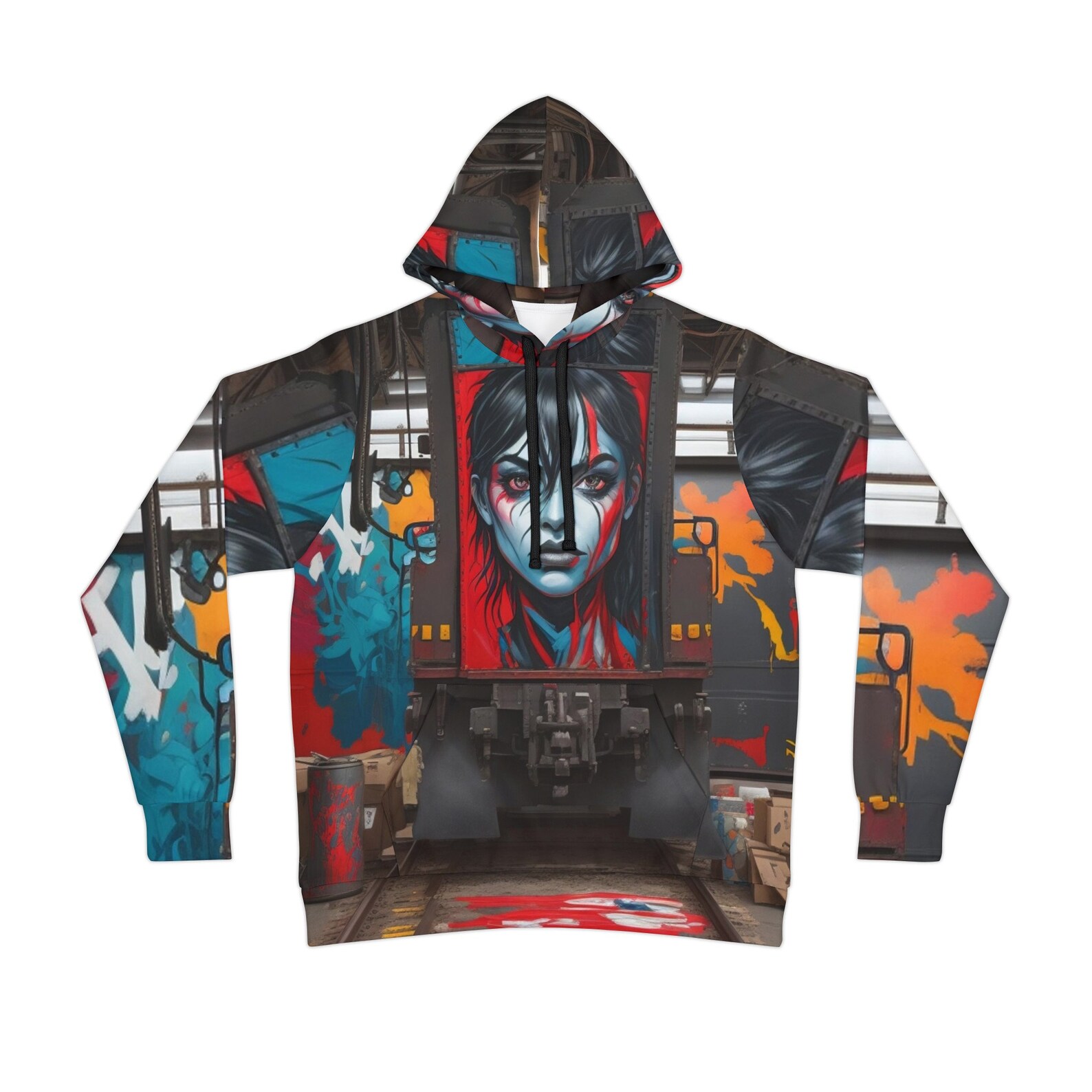 U.S. Freight Train Graffiti Blue Face Athletic Hoodie (AOP) - Etsy