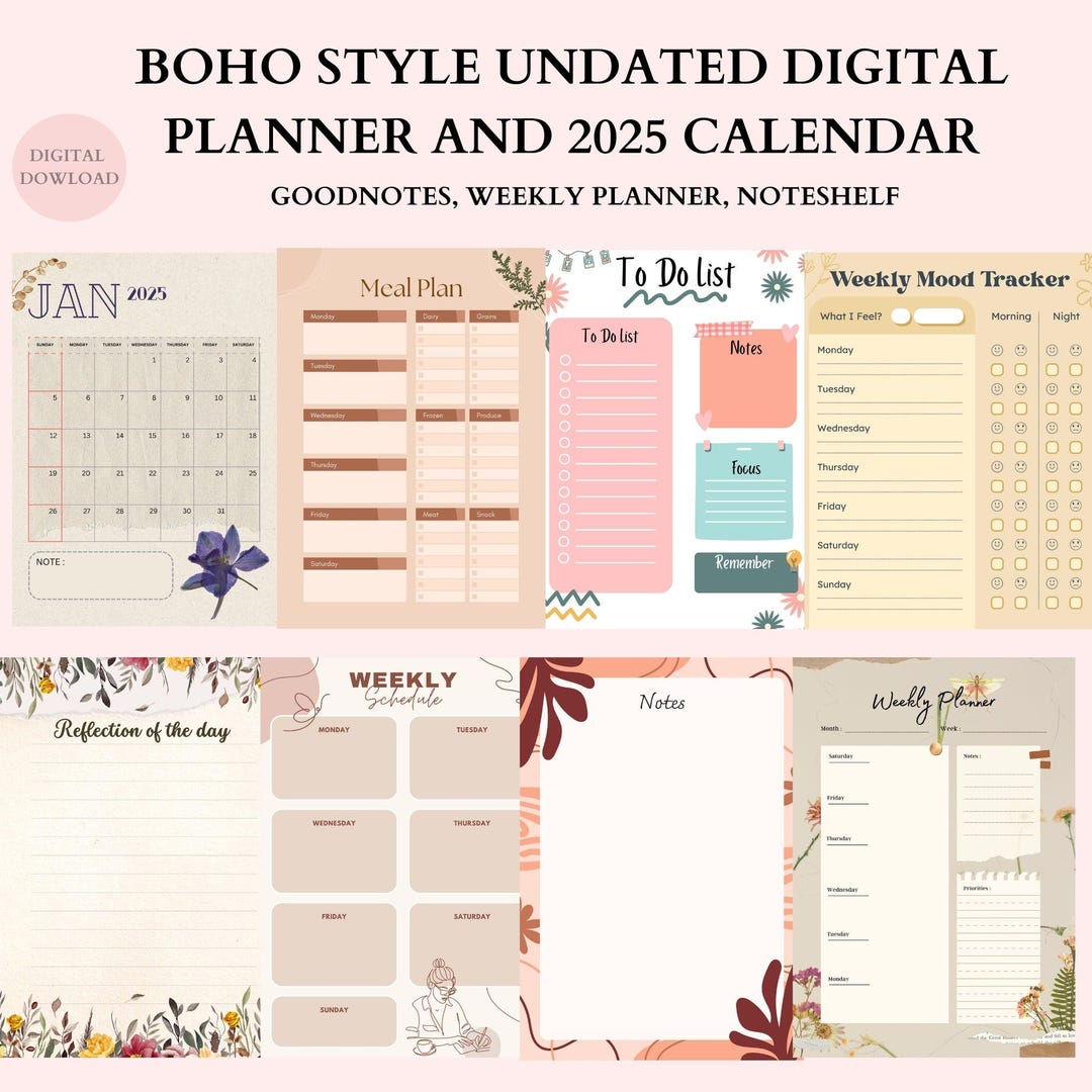 Undated Goodnotes Planner, Monthly Digital Planner, Goodnotes Template ...