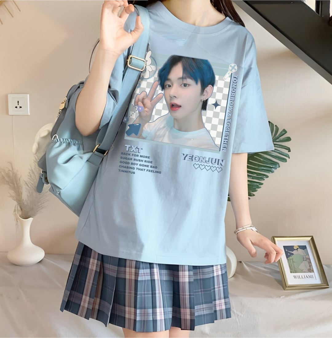 TXT Yeonjun Tshirt Tee, Cute Shirt Skyblue Yeonjun, Kpop Merch for Gift ...