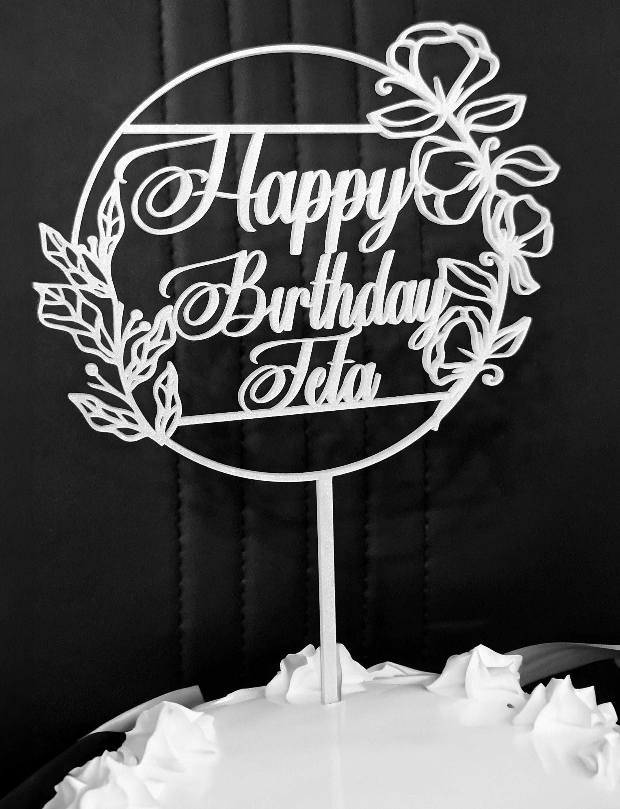 Acrylic Cake Topper, Birthday Cake Topper, Flower Cake Topper ...